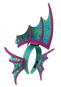 seahorse shimmer sparkle fin headband - velvet fabric with felt wings, lightweight and comfortable