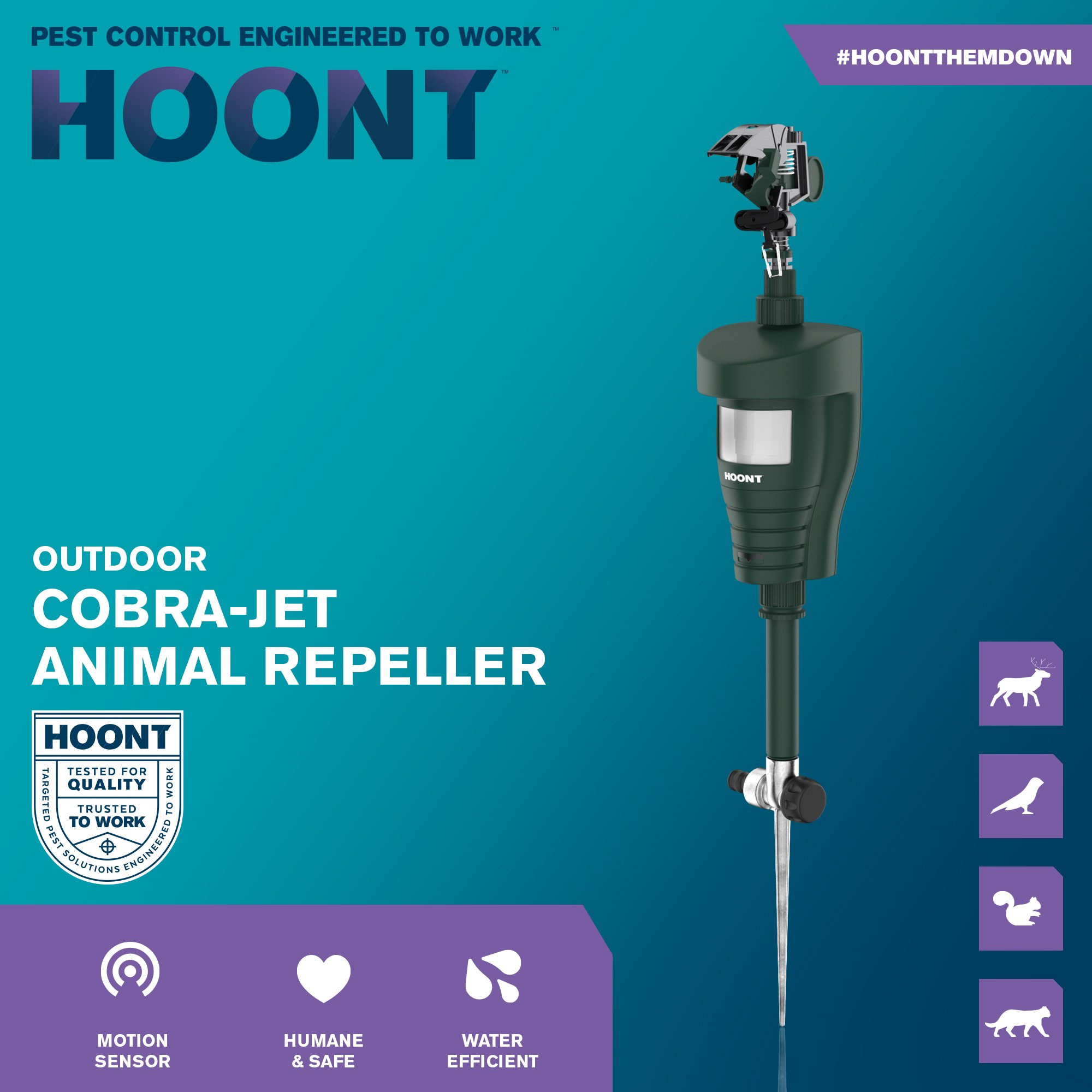 Hoont Cat Repellent- Squirrel Deterrent- Motion Activated Sprinkler- Outdoor- Deer Repellent-Cat Deterrent-Skunk Repellent-Dog Repellent for Yard and Garden