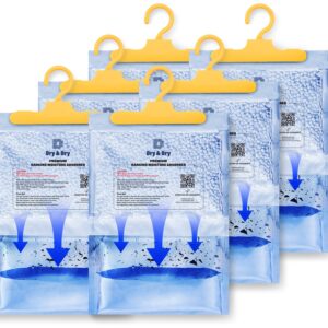 Dry & Dry 6 Packs [Net 7 Oz/Pack] Moisture Absorbers Dehumidifiers for Home Dehumidifier for Basement Dehumidifiers for Bedroom Small Dehumidifiers - Dehumidifiers Moisture Absorbers