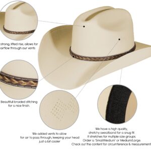 Enimay Western Cowboy & Cowgirl Hat Pinch Front Wide Brim Style (Large | X-Large, Classic Sand)