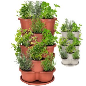 Amazing Creation Stackable Planter, Terracotta 5-Tier Vertical Garden Planter, Grow Your Own Vertical Oasis of Vegetables and Succulents