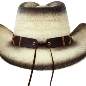 Queue Essentials Straw Cowboy Hat for Men Cowgirl Hat for Women Western Wide Brim Hat Hats - D