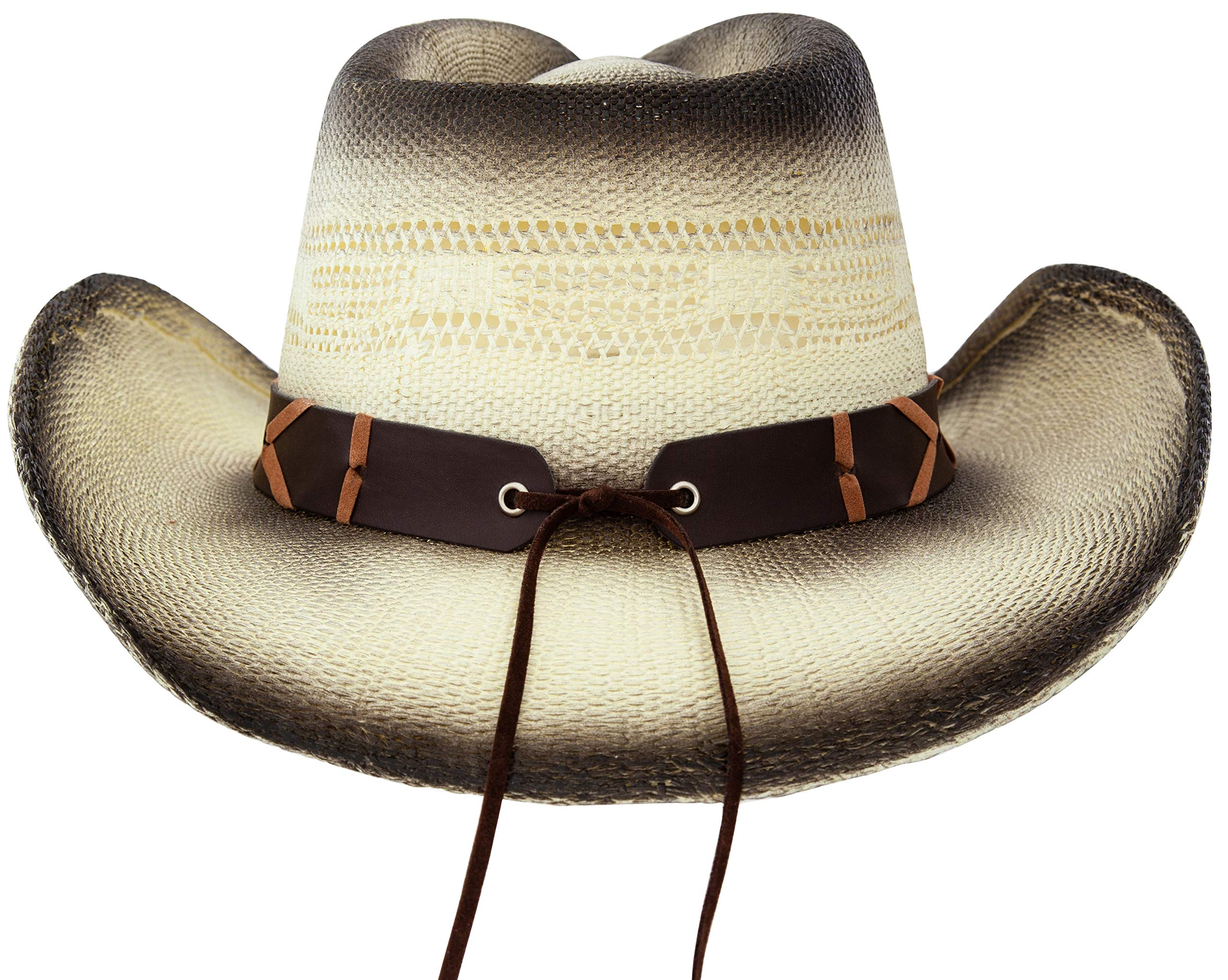 Queue Essentials Straw Cowboy Hat for Men Cowgirl Hat for Women Western Wide Brim Hat Hats - D