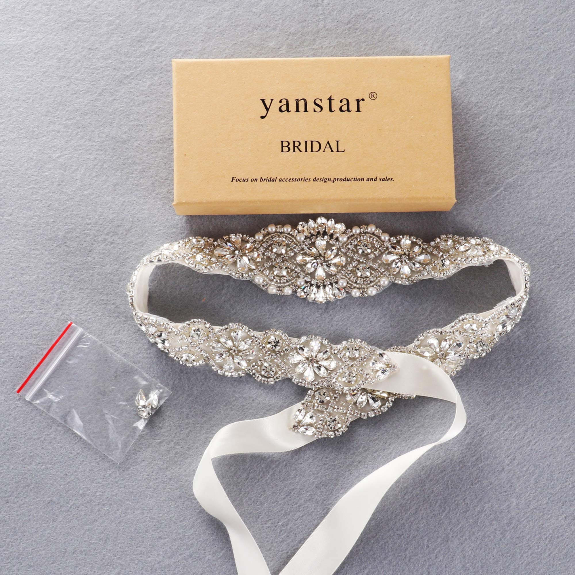 yanstar Bridal Belt for Women Dress,Wedding Dress Belt for Bride Gold Rhinestone Sash Wedding Belt