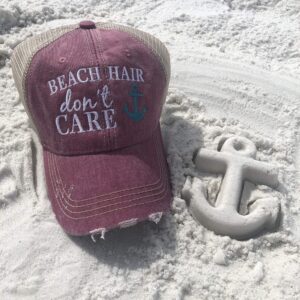 KATYDID Beach Hair Don’t Care Baseball Cap - Trucker Hat for Women - Stylish Cute Beach Hats for Women (Gray Mint)