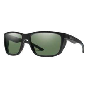 smith longfin sunglasses – performance sports active sunglasses for watersports, fishing & more – for men & women – matte black + grey green chromapop polarized lenses