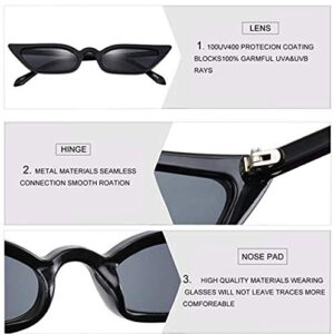 W&Y YING Small Cat Eye Sunglasses for Men and Women Skinny Retro Frame Y2K Shades Trendy Fun Fashion Glasses