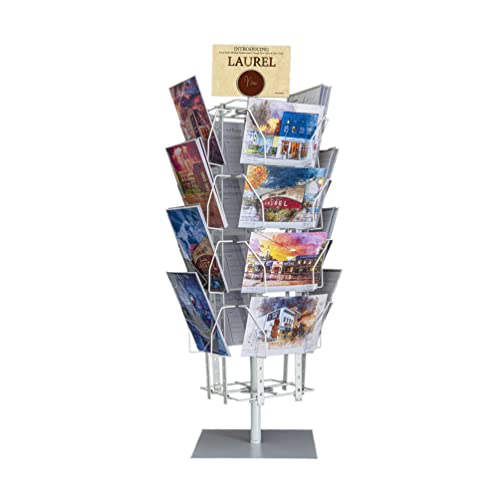 FixtureDisplays® Up to 9.9" Wide 16 Adjustable Pockets Display Rack, Greeting Post Card Christmas Holiday Spinning Rack Stand. Pocket Size: 4.5-9.9" Wide X 5.8" Tall, 16 Pockets. 11602-L-WHT