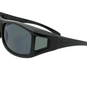 Medium Non Polarized Wrap Around Fit Over Sunglasses Style F11 (Black Frame-Non Polarized Gray Lens)