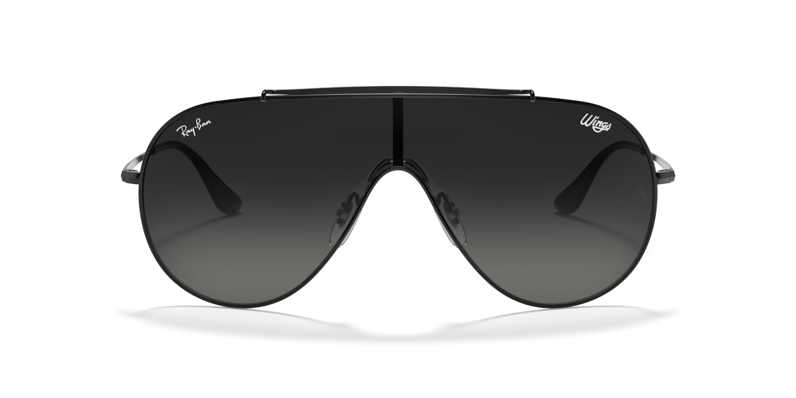 Ray-Ban RB3597 Wings Shield Sunglasses, Black/Grey Gradient Dark Grey, 33 mm