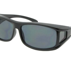 Medium Non Polarized Wrap Around Fit Over Sunglasses Style F11 (Black Frame-Non Polarized Gray Lens)