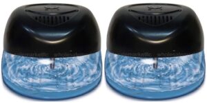 bluonics fresh aire 2-pack water air purifier with a bottle of lavender fragrance, led changing colors & white noise. use scented fragrance or essential oil concentrate for aroma scents - filterless