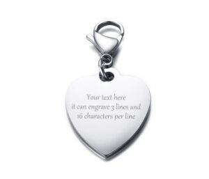 vnox customize keychain-stainless steel heart shape id tag keychain for mon daughter sister,charm for bracelet handmade jewelry