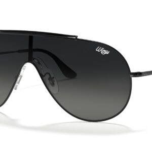 Ray-Ban RB3597 Wings Shield Sunglasses, Black/Grey Gradient Dark Grey, 33 mm