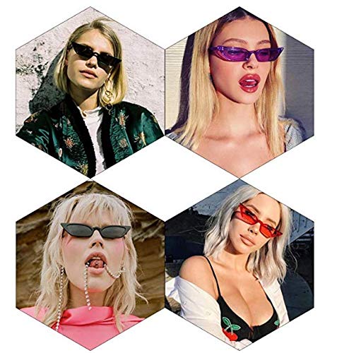 W&Y YING Small Cat Eye Sunglasses for Men and Women Skinny Retro Frame Y2K Shades Trendy Fun Fashion Glasses