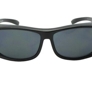 Medium Non Polarized Wrap Around Fit Over Sunglasses Style F11 (Black Frame-Non Polarized Gray Lens)