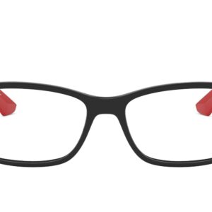 Ray-Ban RX7047 Rectangular Prescription Eyeglass Frames, Black on Red/Demo Lens, 56 mm