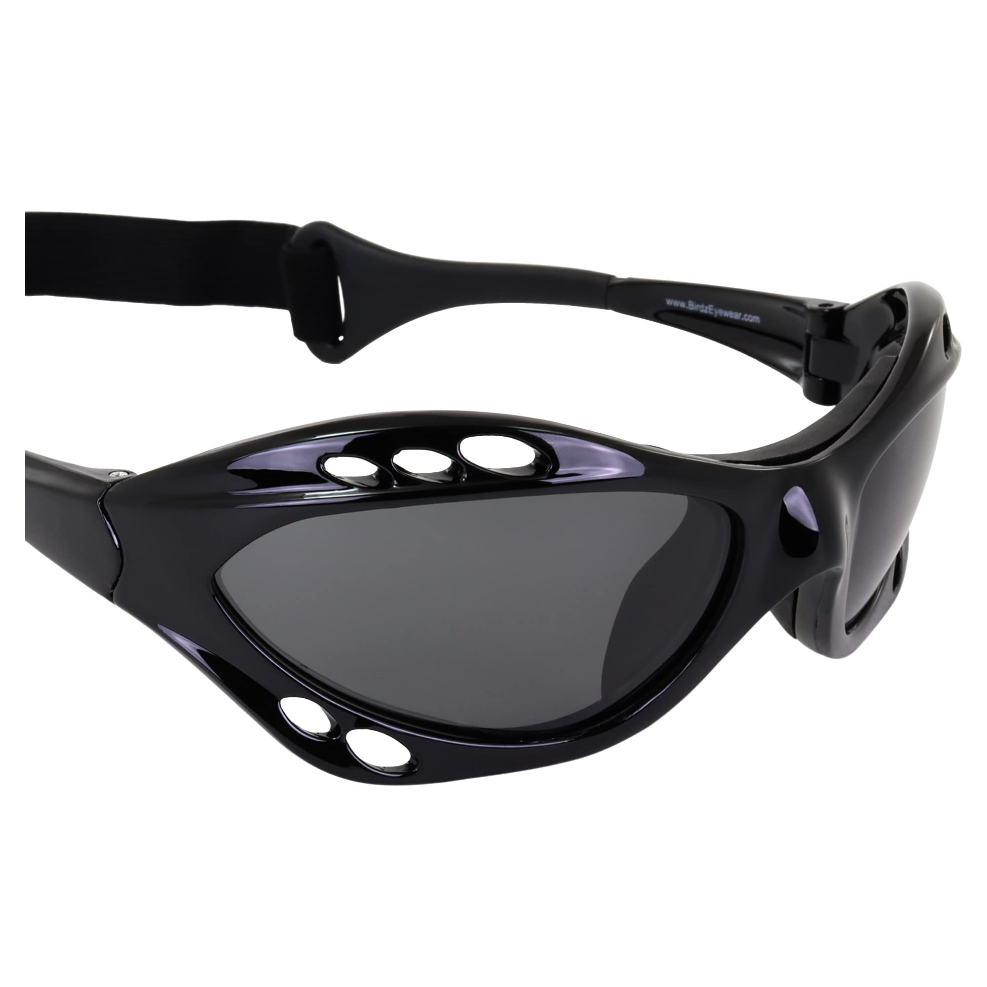 Birdz Eyewear Seahawk Polarized Sunglasses Jet Ski Goggles Sport Kite-Boarding, Surfing, Kayaking 2 Pairs Black Frame and Silver Frame with Smoke Lenses