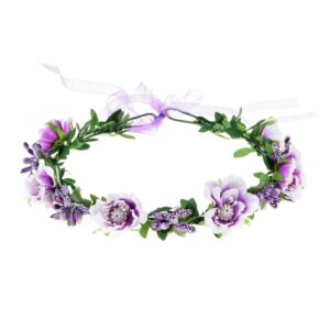 vividsun flower crown for girls floral garland crown headpiece adjustable rose flower crown (a-purple)