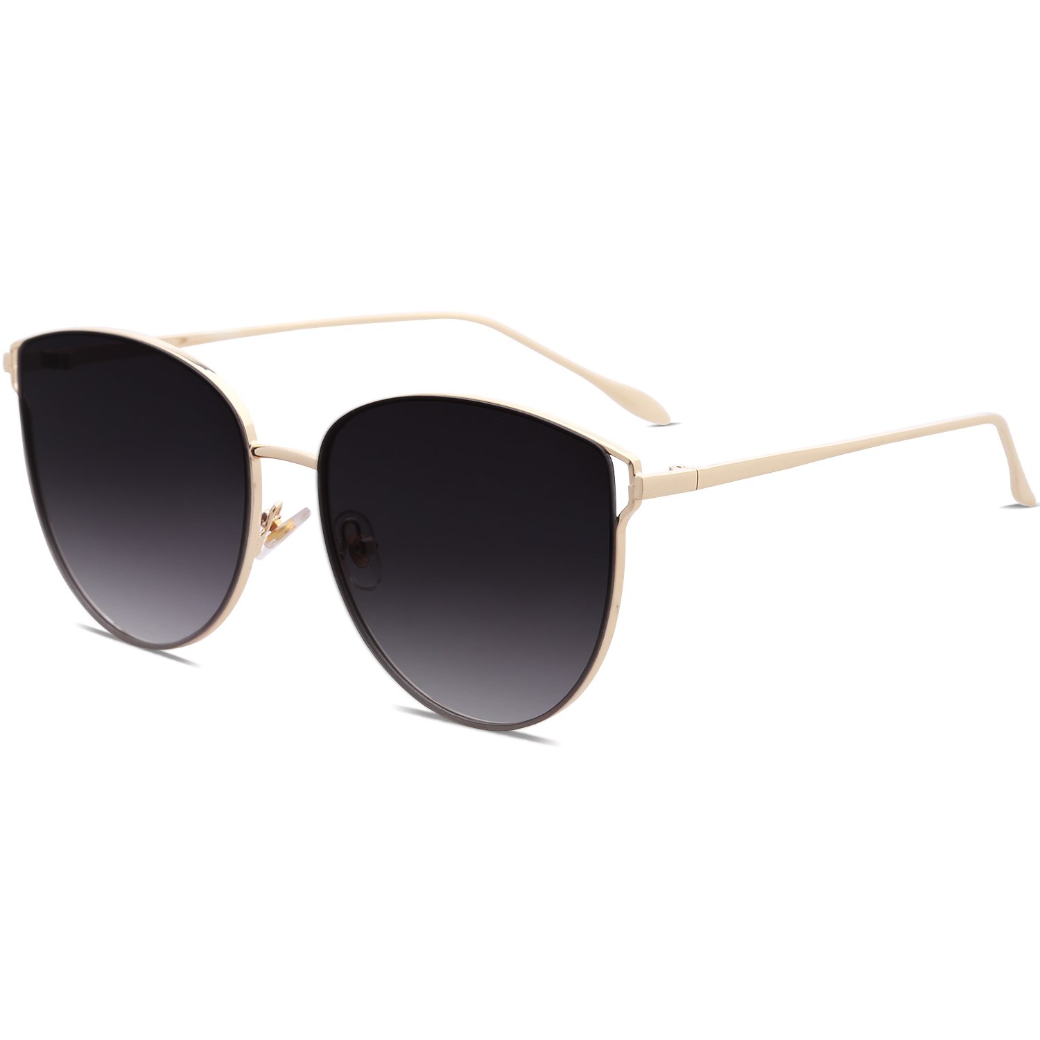 SOJOS Mirrored Flat Lens Fashion Sunglasses for Women SJ1085 with Gold Frame/Gradient Grey Lens