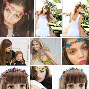 HOPEANT 18 PCS Multicolor Flower Headband Women Girl Bohemian Flower Crown Garland headpieces For Festival Wedding