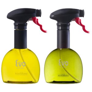 evo mini oil sprayers, non-aerosol for olive oil, cooking oils, and vinegars, 8-ounce capacity, 1 each yellow and green