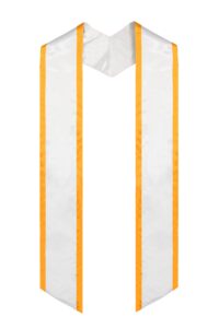 graduationmall plain graduation honor stole angled end white with gold trim unisex adult 72" long