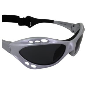 Birdz Eyewear Seahawk Polarized Sunglasses Jet Ski Goggles Sport Kite-Boarding, Surfing, Kayaking 2 Pairs Black Frame and Silver Frame with Smoke Lenses