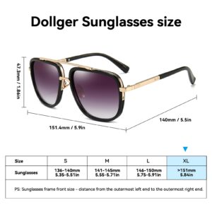 Dollger Oversized Square Aviator Sunglasses for Men Pilot Shades Gold Frame Retro Sun Glasses