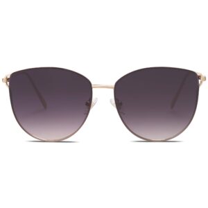 sojos mirrored flat lens fashion sunglasses for women sj1085 with gold frame/gradient grey lens