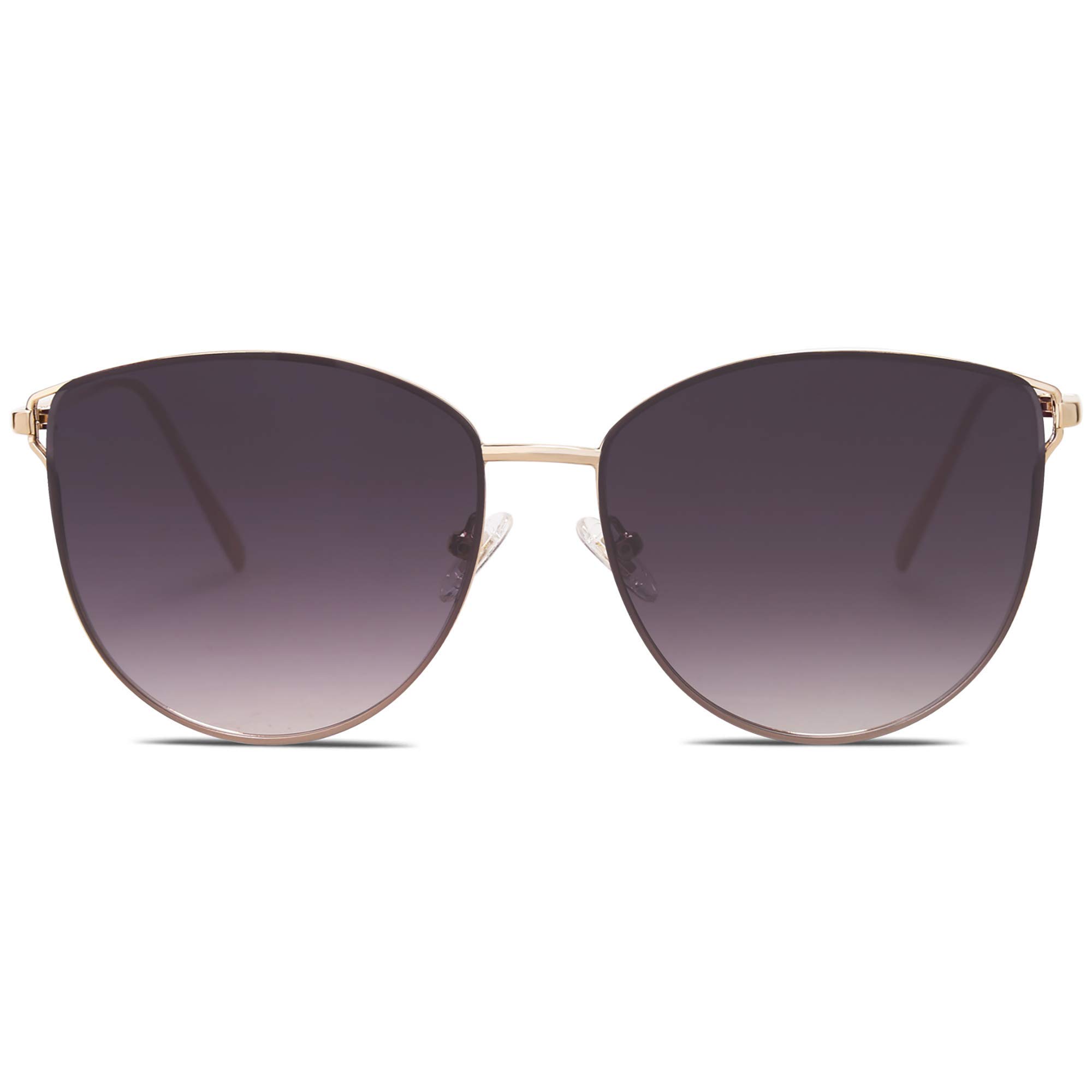 SOJOS Mirrored Flat Lens Fashion Sunglasses for Women SJ1085 with Gold Frame/Gradient Grey Lens