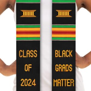 ADVANSYNC Black Grads Matter Class of 2024 Premium Handwoven Kente Cloth Graduation Stole (BGM 2024)