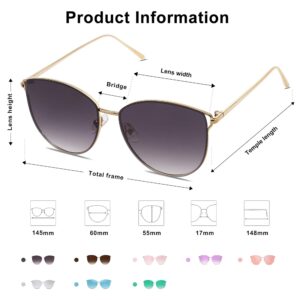 SOJOS Mirrored Flat Lens Fashion Sunglasses for Women SJ1085 with Gold Frame/Gradient Grey Lens