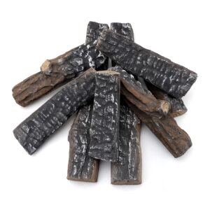 skyflame 8 small piece set of ceramic wood logs and accessories for all types of indoor gas inserts, ventless & vent free, propane, gel, ethanol, electric or outdoor fireplaces & fire pits