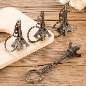 Outus 15 Pieces Eiffel Tower Keyring Retro Adornment French Souvenirs Keychains (Bronze)