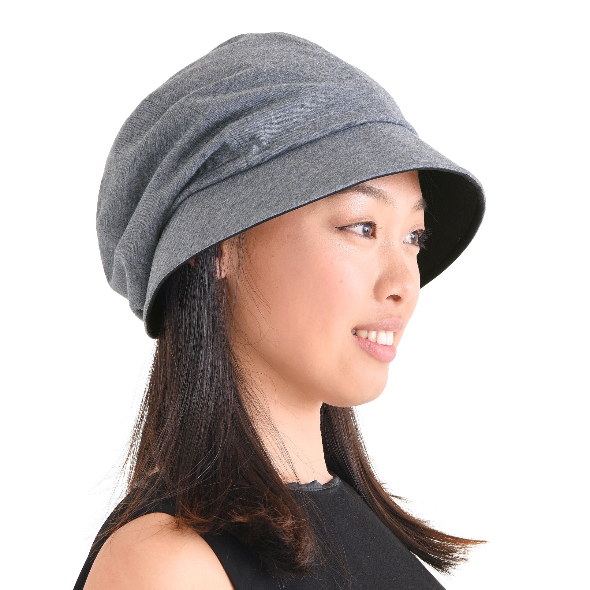 CHARM Womens Organic Cotton Sun Hat - SPF50 Japanese Design Soft UV Protection Anti-Aging Dark Gray