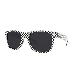 pop fashionwear classic rectangular sunglasses polarized lens white frame black checker t712