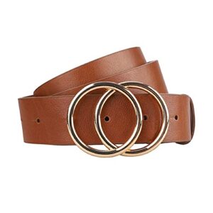 earnda women's leather belt fashion soft faux leather waist belts for jeans dress brown medium