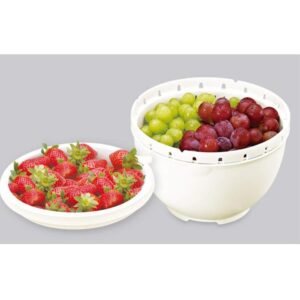 Fantasee Easy Fruit Vegetable Salad Cutter Bowl, Multi-Function Kitchen Colander Strainer Double Layered Rotatable