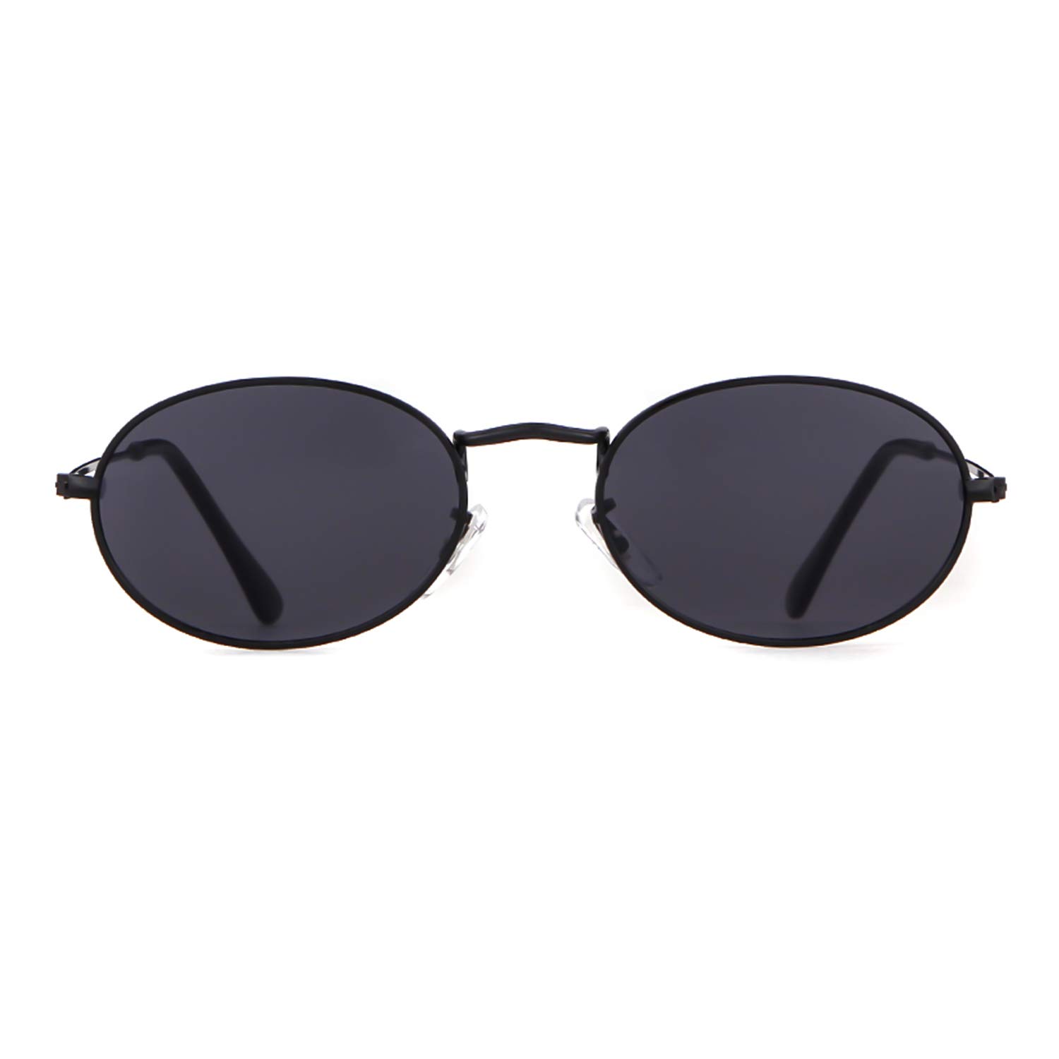 GIFIORE Oval Sunglasses Vintage Retro 90s Sunglasses Trendy Designer Glasses for Women Men (Black Frame Grey Lens)