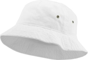 kbm-500 wht l/xl unisex washed cotton bucket hat summer outdoor cap