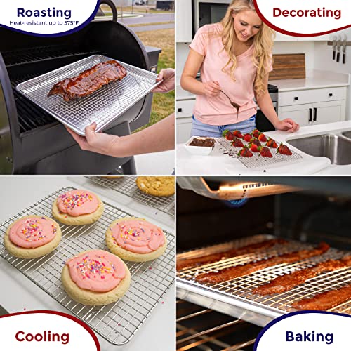 KITCHENATICS Heavy Duty Half Sheet Cooling Racks, Rust Resistant Stainless Steel Baking Racks, Wire Racks Fit Half Sheet Pan, Bacon Grill Rack for Oven, Cookie Cooling Racks 11.8" x 16.9" IN, Set of 2