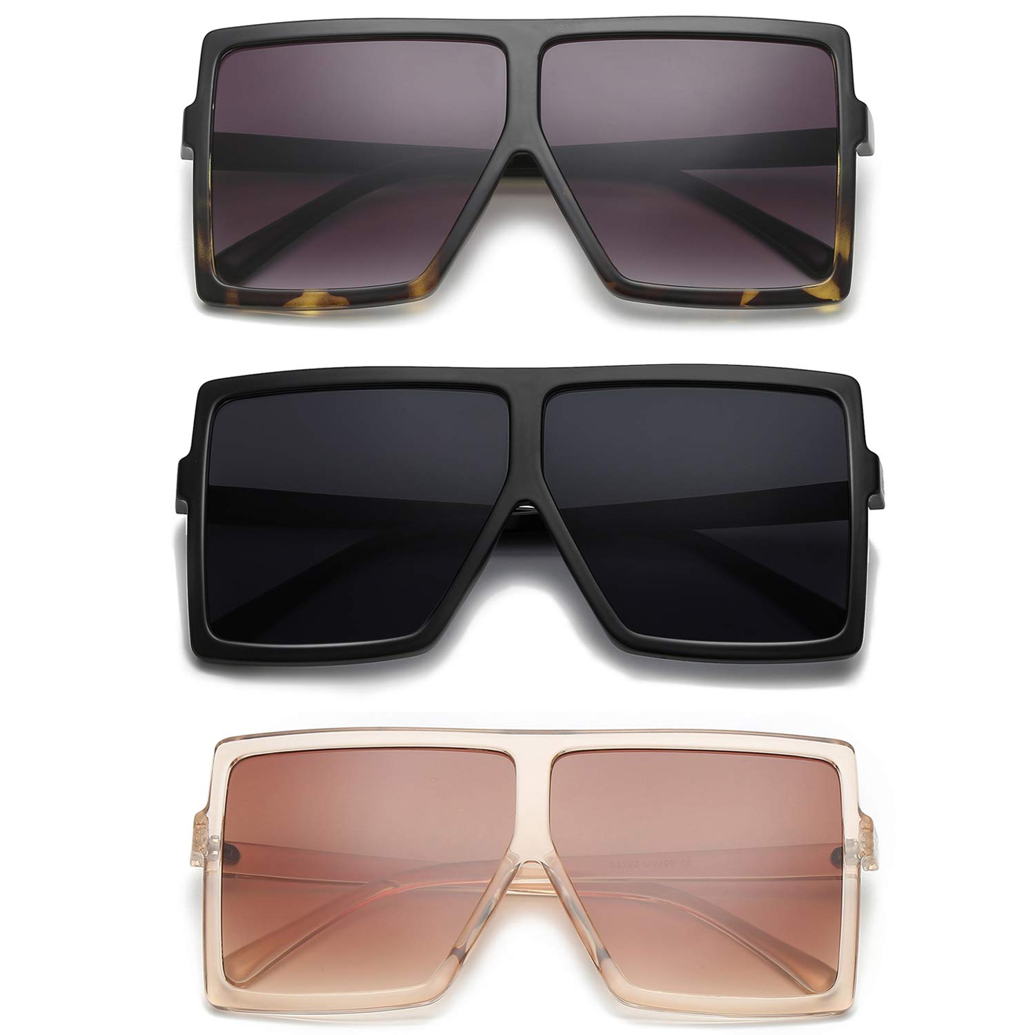 GRFISIA Square Oversized Sunglasses for Women Men Flat Top Fashion Shades