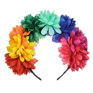 dreamlily flower crown headband halloween cinco de mayo party costume dia de los muertos headpiece nc25 (b-colorful)