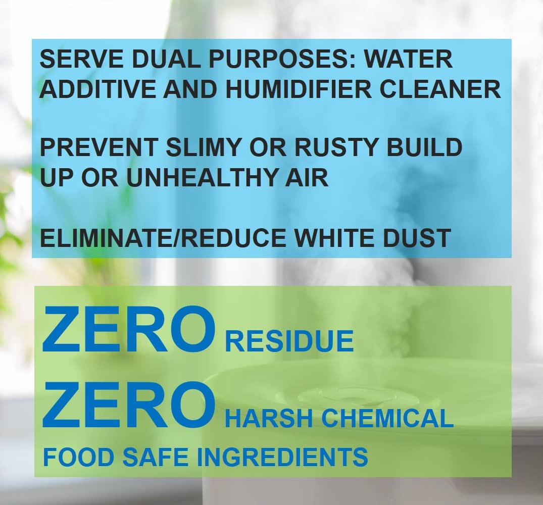 PUREFY Humidifier Treatment - Ultrasonic & Evaporative (68 oz) Hypoallergenic. Unscented. No Residue. Baby Safe. Auto Humidifier Cleaning as Additive. Also Works as Humidifier Cleaner. Healthier Air!