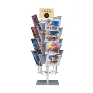 fixturedisplays® up to 16 adjustable pockets display rack, greeting post card christmas holiday spinning rack stand, pocket size: 4.5-9.9" wide, 5.8" and up tall 11602-white-nf