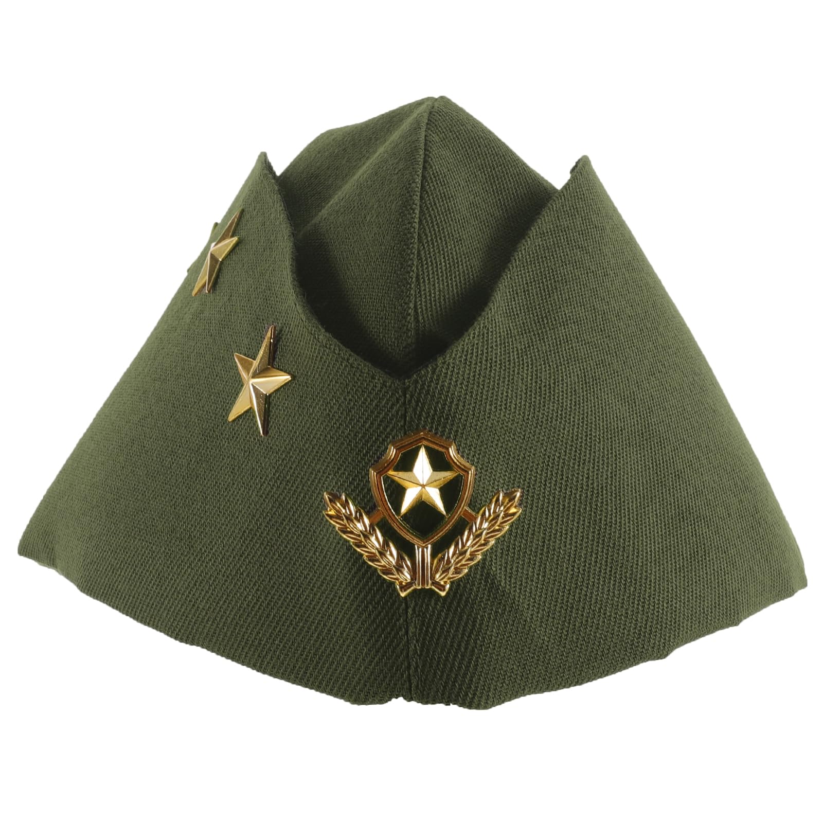 BESTOYARD Nautical Sailor Hat Three Stars Wheat Stewardess Hat Airline Beret Adult Costume Accessory Halloween Cosplay Costume (Army Green)