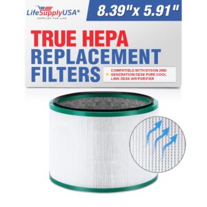 lifesupplyusa replacement hepa filter for dyson 2nd generation desk air purifiers pure cool link desk, pure hot+cool link hot cool purifiers