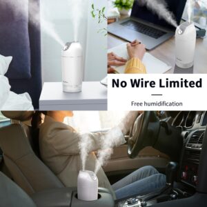 HandFan Small Humidifier, 500ml Portable Mini Humidifier Rechargeable, Battery Operated Personal Humidifier, for Bedroom, Office, Travel, Car, Plants(Grey)