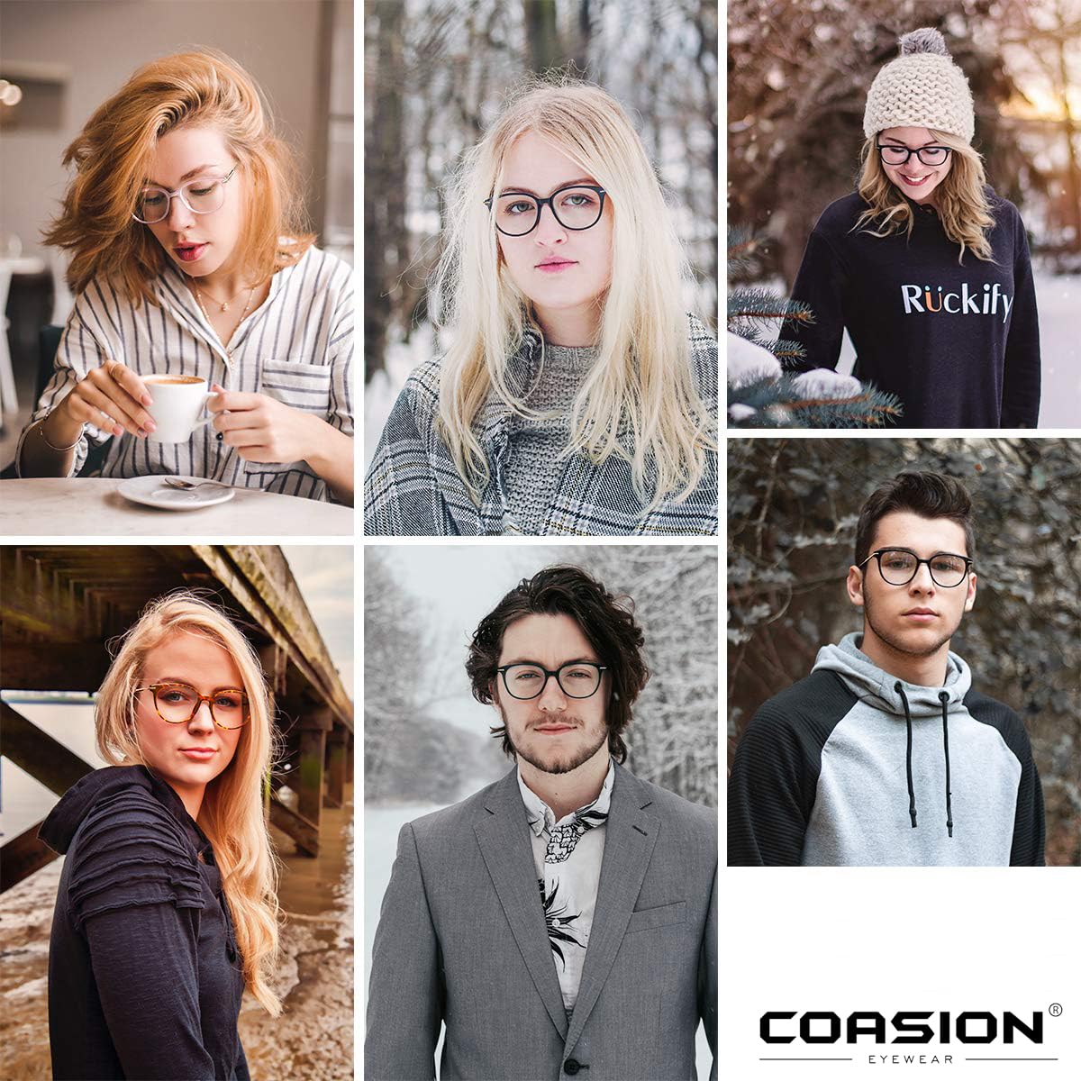 COASION Vintage Round Clear Glasses Non-Prescription Eyeglasses Frames for Women Men (Transparent/Silver)